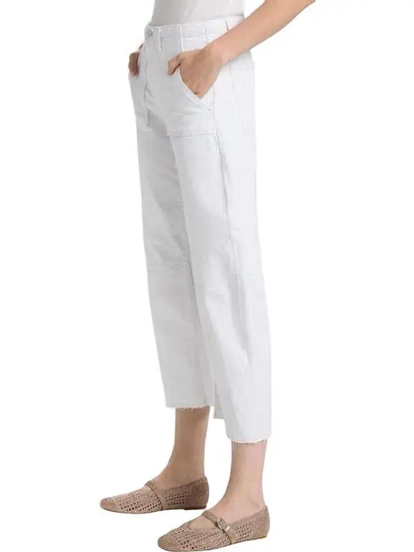 LE JEAN Utility Soft Barrel Crop Jeans - Bone