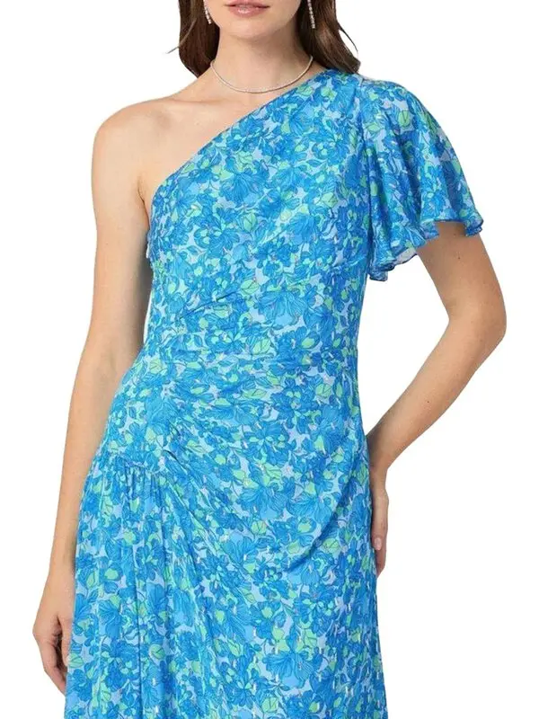 Shoshanna Latissa One-shoulder Maxi Dress - Sky Multi