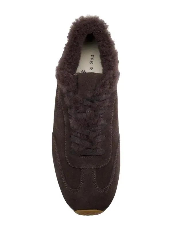 Rag & Bone Retro Runner Suede Shearling-lined Low-top Sneakers - Dark Choco