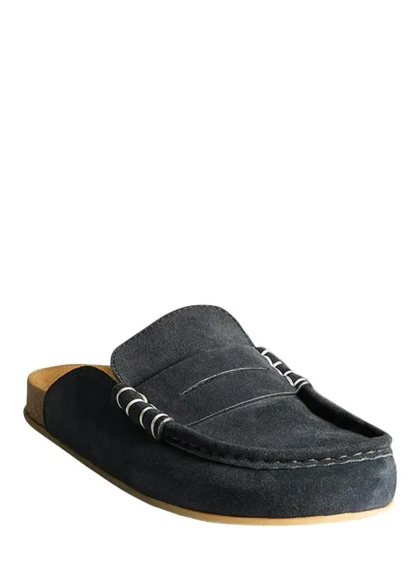 JW Anderson Apos;s Stitched Suede Loafer Mules - Midnight