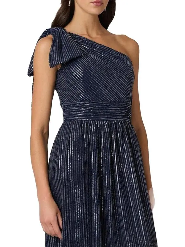 Shoshanna Indigo Sequined One-shoulder Gown - Navy
