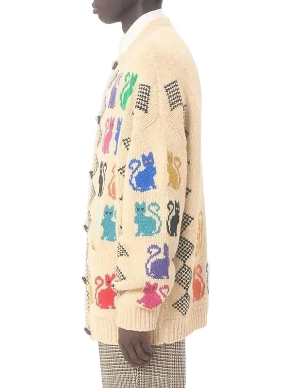 Valentino Garavani Apos;s Wool Le Chat De La Maison Jacquard Cardigan - Multicolor