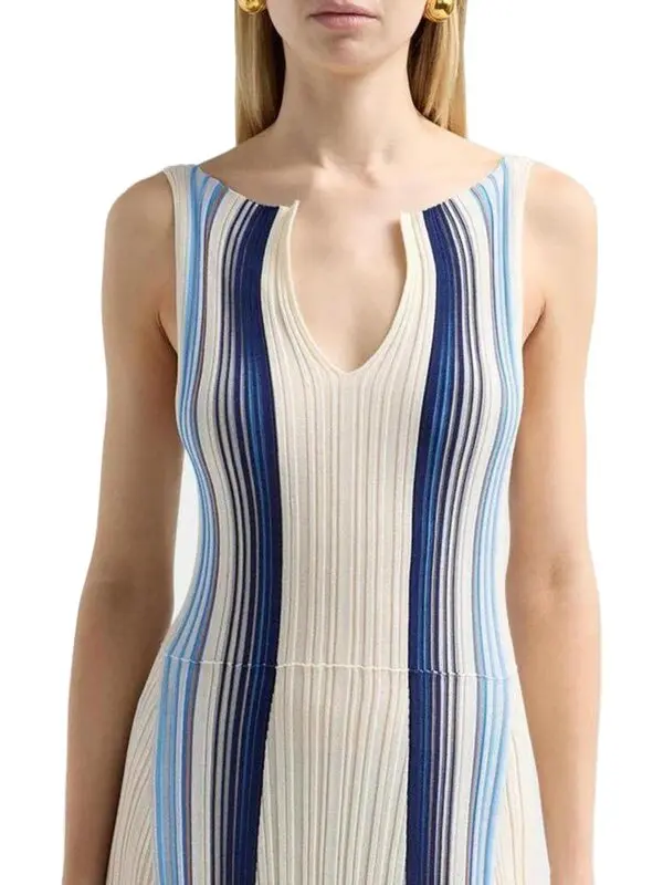 Theory Textured Stripe Midi Dress - Ivory Mult