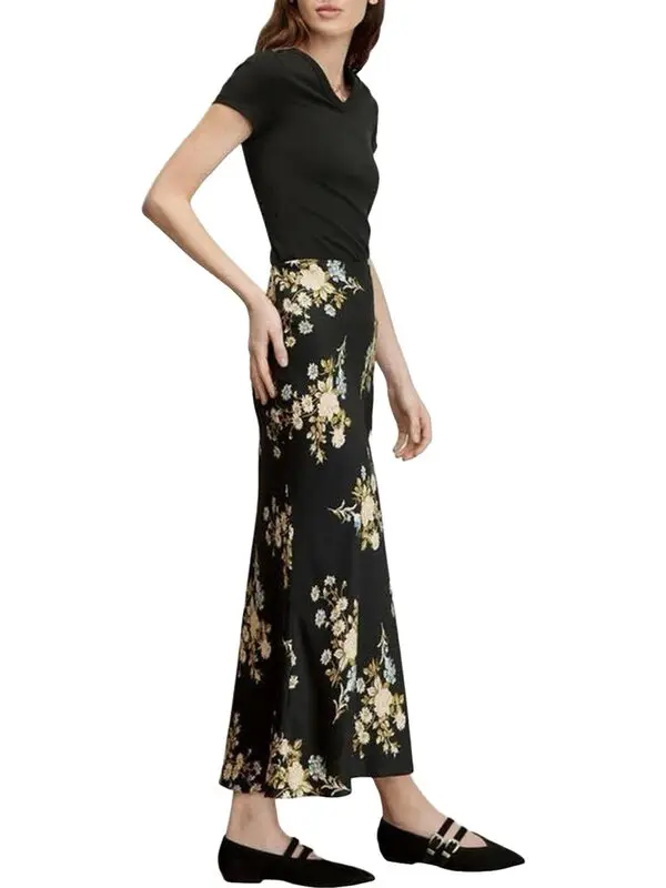 Veronica Beard Clover Midi Skirt - Black Mult