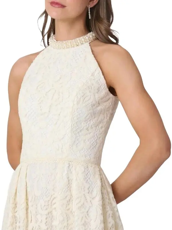 Shoshanna Cooper Lace Embellished-neck Mini Dress - Ivory