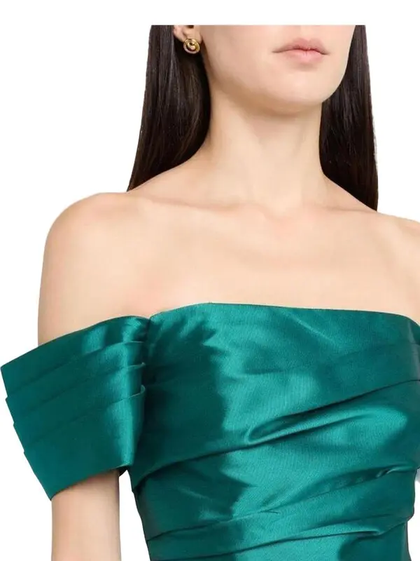 Shoshanna Crowley Satin Off-the-shoulder Cocktail Dress - Emerald