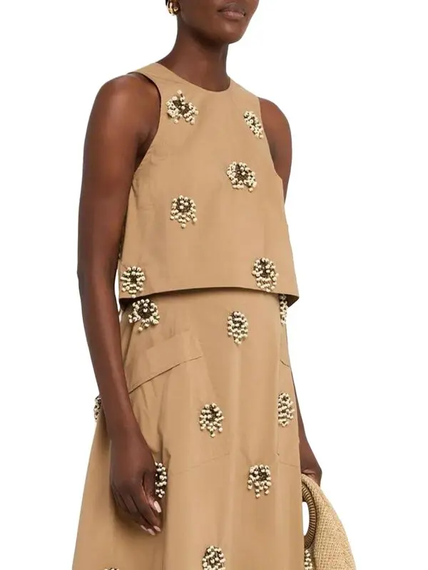 JBQ Philo Embellished Top - Tan