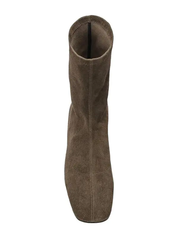 THE ROW Cindy Stretch Suede Flat Ankle Boots - Medium Bro