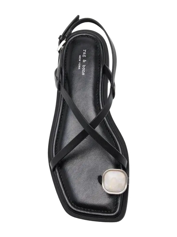 Rag & Bone Remi Leather Toe-ring Flat Sandals - Black