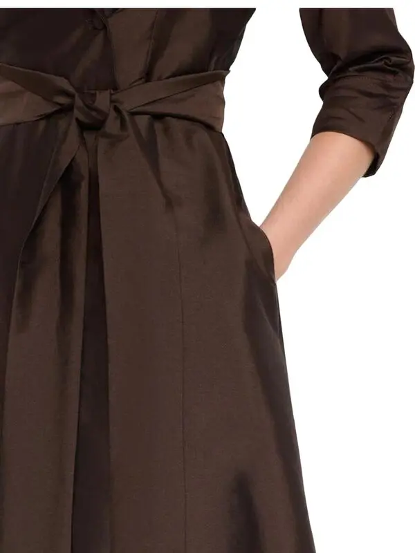 Rickie Freeman For Teri Jon Taffeta Shirtwaist Gown - Espresso