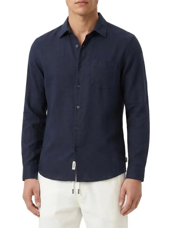 Onia Apos;s Stretch Linen Button-down Shirt - Midnight