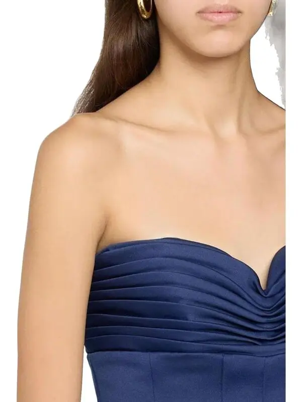 Theia Sydney Strapless Peplum Trumpet Gown - Navy