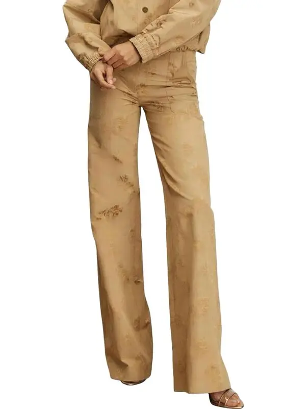 Veronica Beard Cole Floral Wide-leg Pants - Sand