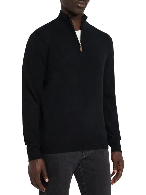 Neiman Marcus Apos;s Cashmere Quarter-zip Sweater - Black