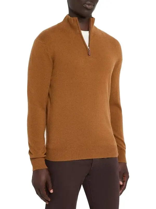 Neiman Marcus Apos;s Cashmere Quarter-zip Sweater - Camel