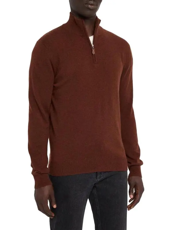 Neiman Marcus Apos;s Cashmere Quarter-zip Sweater - Cinnamon