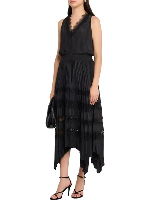 Ramy Brook Roselyn Lace-trim Midi Dress - Black