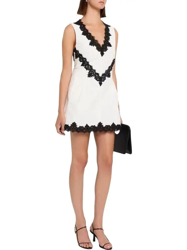 Simkhai Minna Lace-trim Mini Dress - Ivory Mult