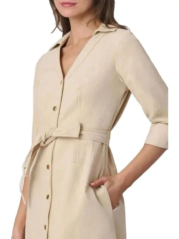 Shoshanna Raine Snap-front Cotton Corduroy Midi Dress - Oat
