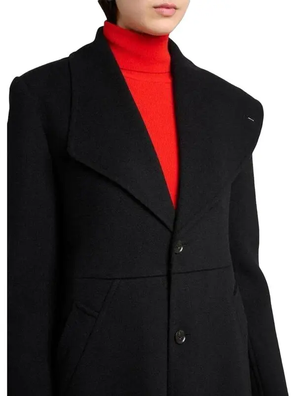 Proenza Schouler Alix Embellished Compact Melton Wool Long Coat - Black