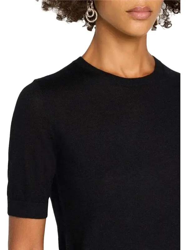 Neiman Marcus Superfine Cashmere Short-sleeve Sweater - Black