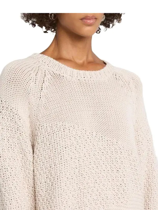 Eileen Fisher Mixed-stitch Crewneck Cotton Cord Sweater - Plstr