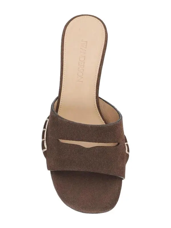 JW Anderson 75mm Suede Cylindrical-heel Sandals - Chocolate
