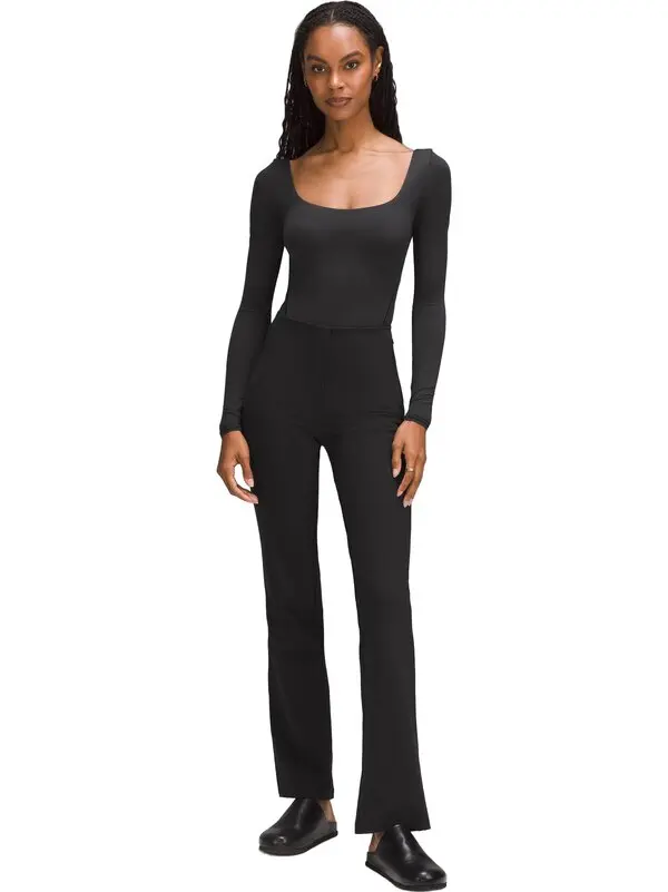 Lululemon Wundermost Ultra-soft Nulu Square-neck Long-sleeve Bodysuit - Black