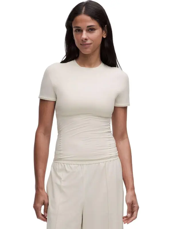 Lululemon Wundermost Ultra-soft Nulu Hip-length Crewneck Shirt - Light Ivory