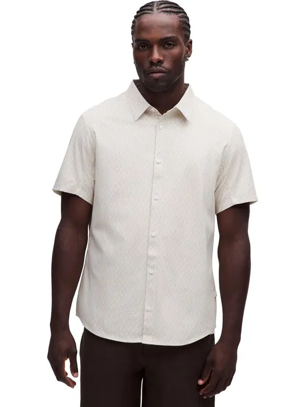 Lululemon Airing Easy Short-sleeve Shirt - Grid Drift White Multi