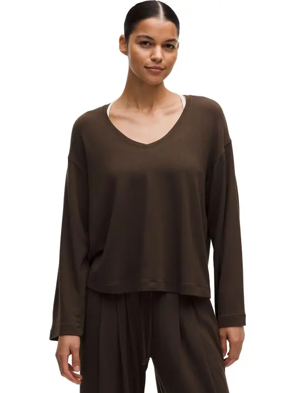 Lululemon Becalm V-neck Bell Sleeve Shirt - Walnut Crunch