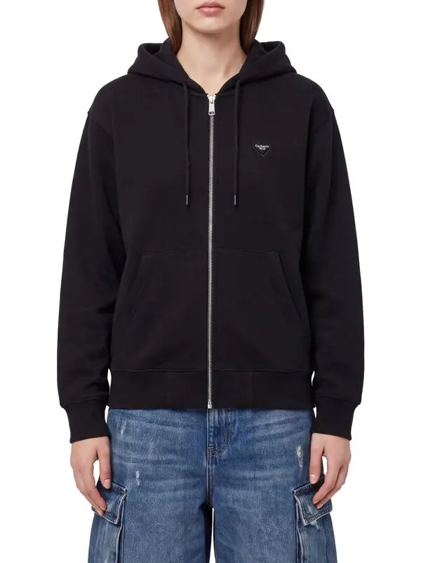 Carhartt Work In Progress Embroidered-logo Cotton-blend Zip-up Hoodie - Black
