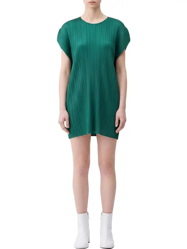 Issey Miyake July Pleated Crêpe Sheath Mini Dress By - Green