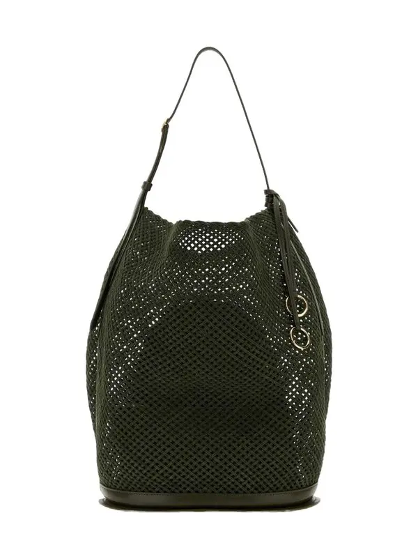 Alaïa Hip Perforated Suede Leather Bucket Bag - Brown