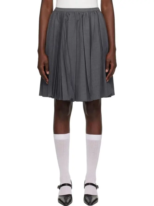 SHUSHU/TONG A-line Midi Skirt In Wool Blend With Mid-rise Waist - Grey