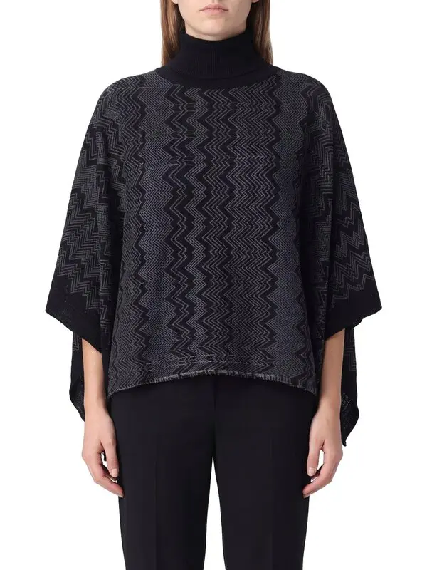 Missoni Zig-zag Pattern Wool And Viscose Turtleneck Jumper - Black