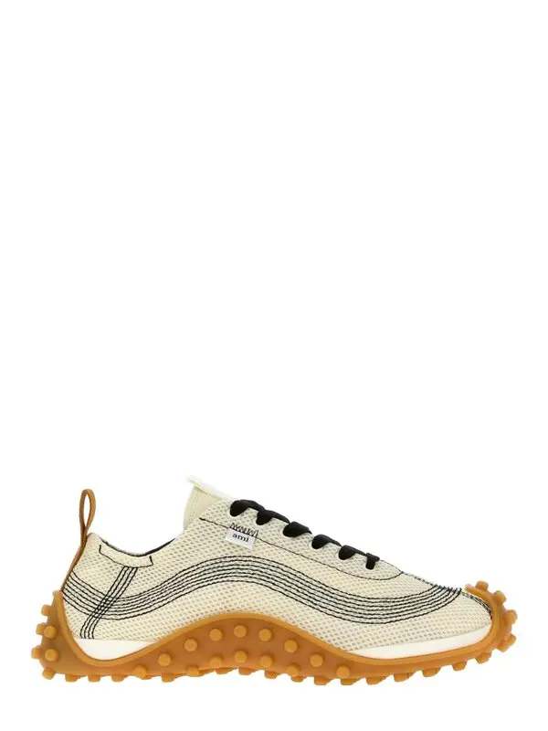 AMI Paris Mirage Technical Mesh Sneakers With Notched Sole And Applied Logo - Black