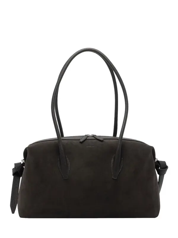 Yuzefi Brioche Suede Calfskin Leather Shoulder Bag With Double Handle - Brown