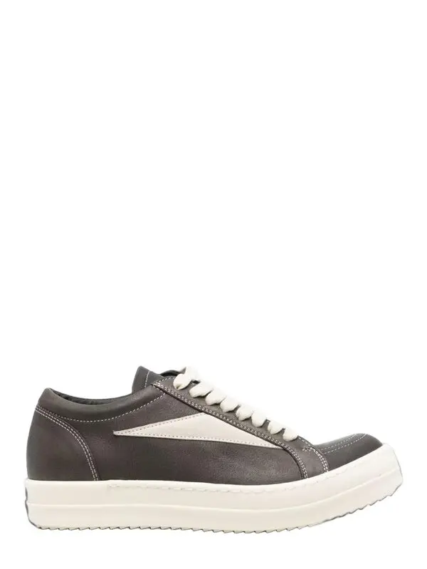 Rick Owens Low-top Sneakers In Two-tone Calf Leather With Rubber Sole - Black