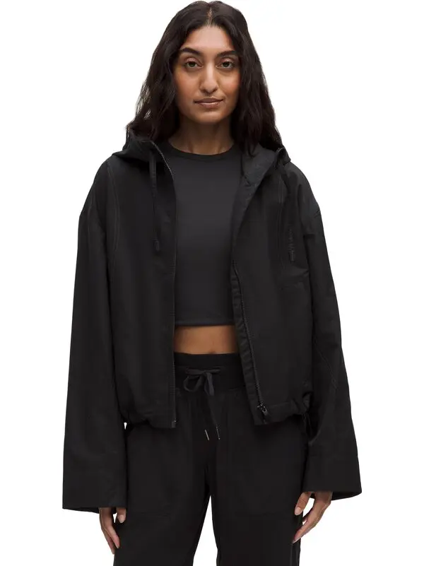 Lululemon Water-resistant Cropped Hooded Jacket - Black/graphite Grey