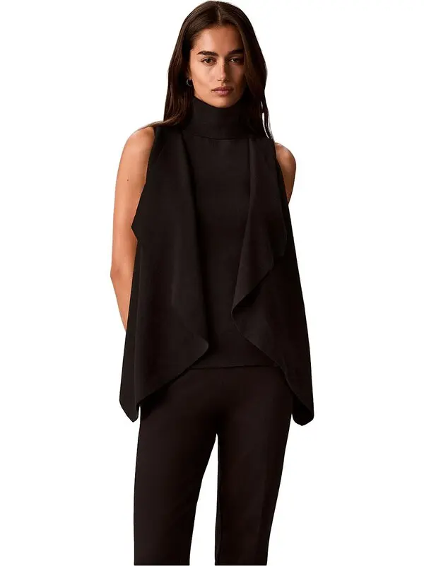 Calvin Klein Drape Mock Neck Sweater - Black