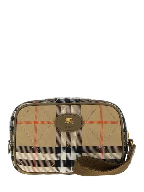 Burberry Embroidered Canvas Horseshoe Mini Clutch - Checked