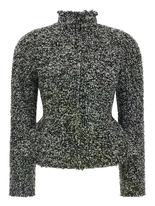 Alberta Ferretti Bouclé Peplum Jacket - Black