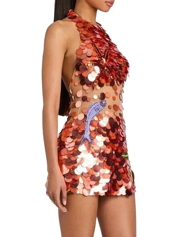 Retrofete Dorothy Sequined Mini Dress - Geranium/m
