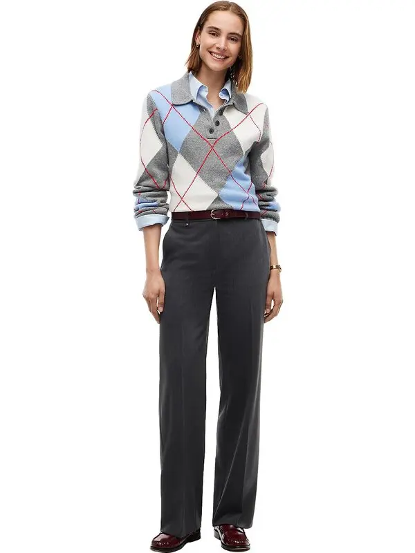 Tommy Hilfiger Pleated Stretch Twill Straight Leg Pant - Medium Grey Heather