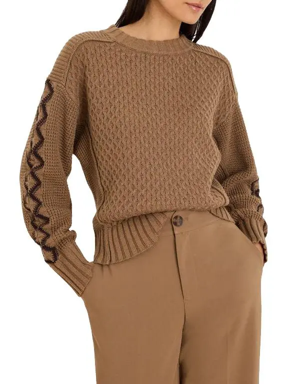 NIC+ZOE Criss Cross Sweater - Hazelnut
