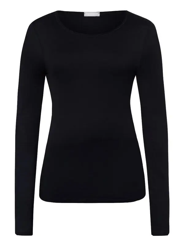 Hanro Ultralight Fitted Cotton Round Neck Top - Black