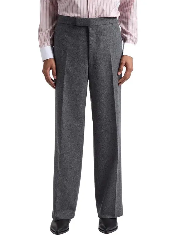 TOM FORD Flat Front Wool & Cashmere Felt Trousers - Grey