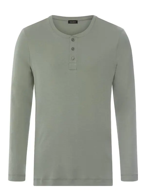 Hanro Cozy Comfort Cotton Henley Shirt - Shadow