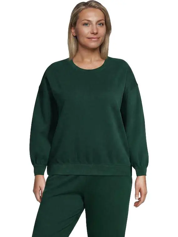 LANDS' END Relaxed Serious Sweats Long Sleeve Crewneck Sweatshirt - Pine